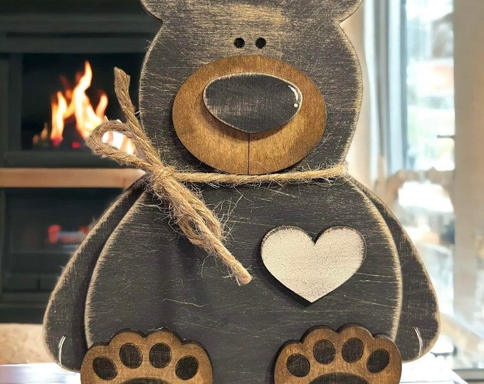 Rustic Bear Shelf Decor, Handcrafted, Wood, Country Shelf Sitter - Etsy