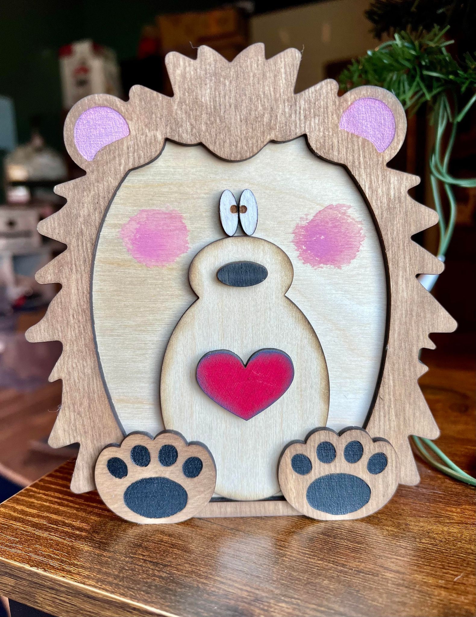 Charming Hedgehog Shelf Decor, Handcrafted, Wood, Country Shelf Sitter ...