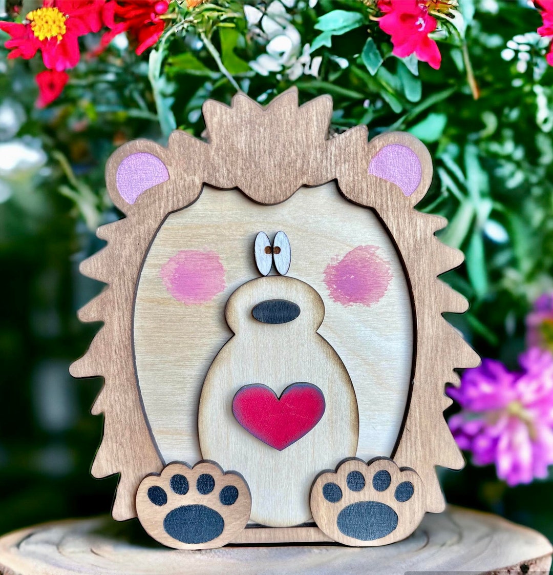 Charming Hedgehog Shelf Decor, Handcrafted, Wood, Country Shelf Sitter ...