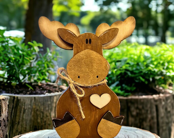 Rustic Moose Shelf Sitter Decor, Wood, Handcrafted - Etsy