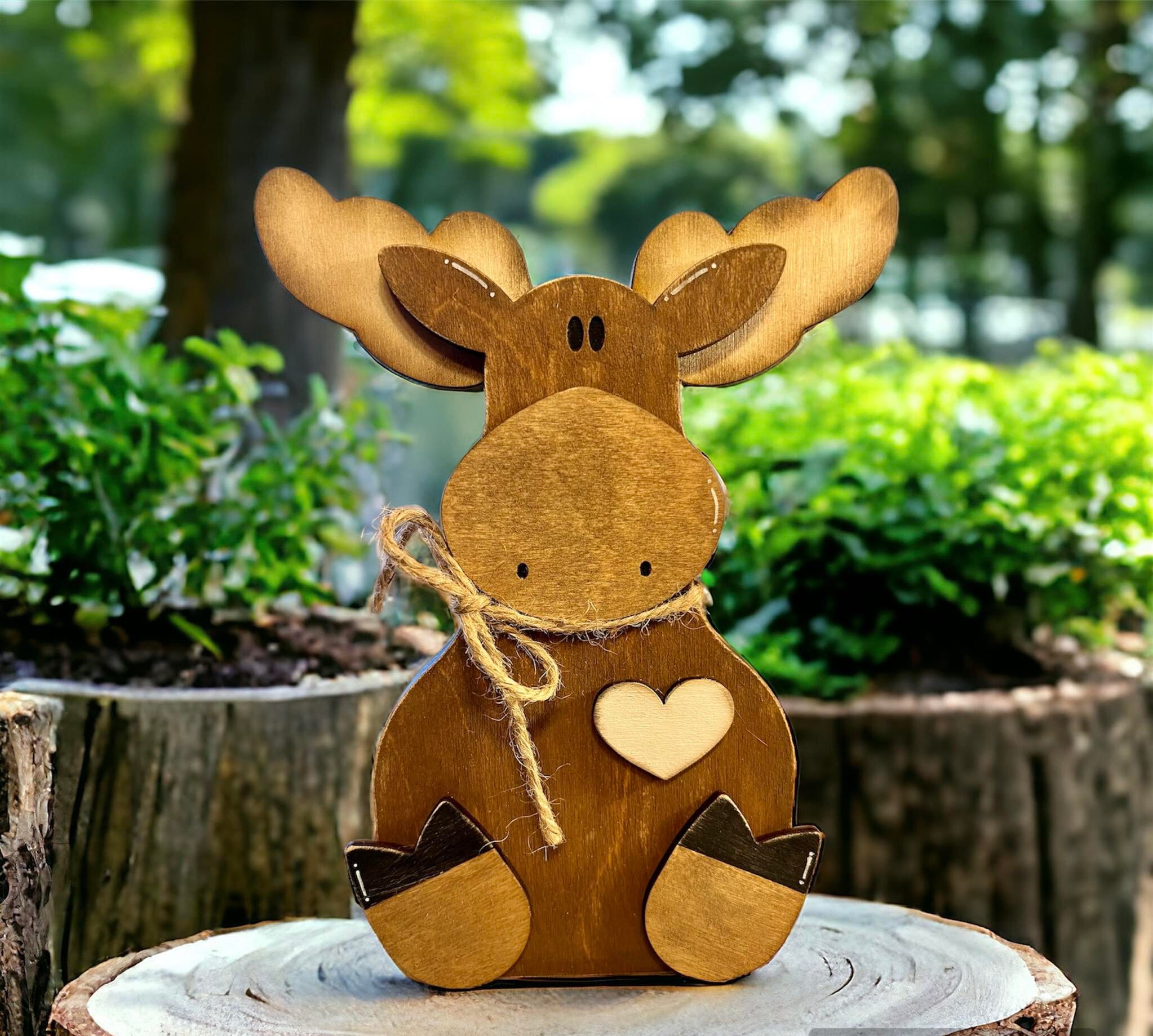 Rustic Moose Shelf Sitter Decor, Wood, Handcrafted - Etsy