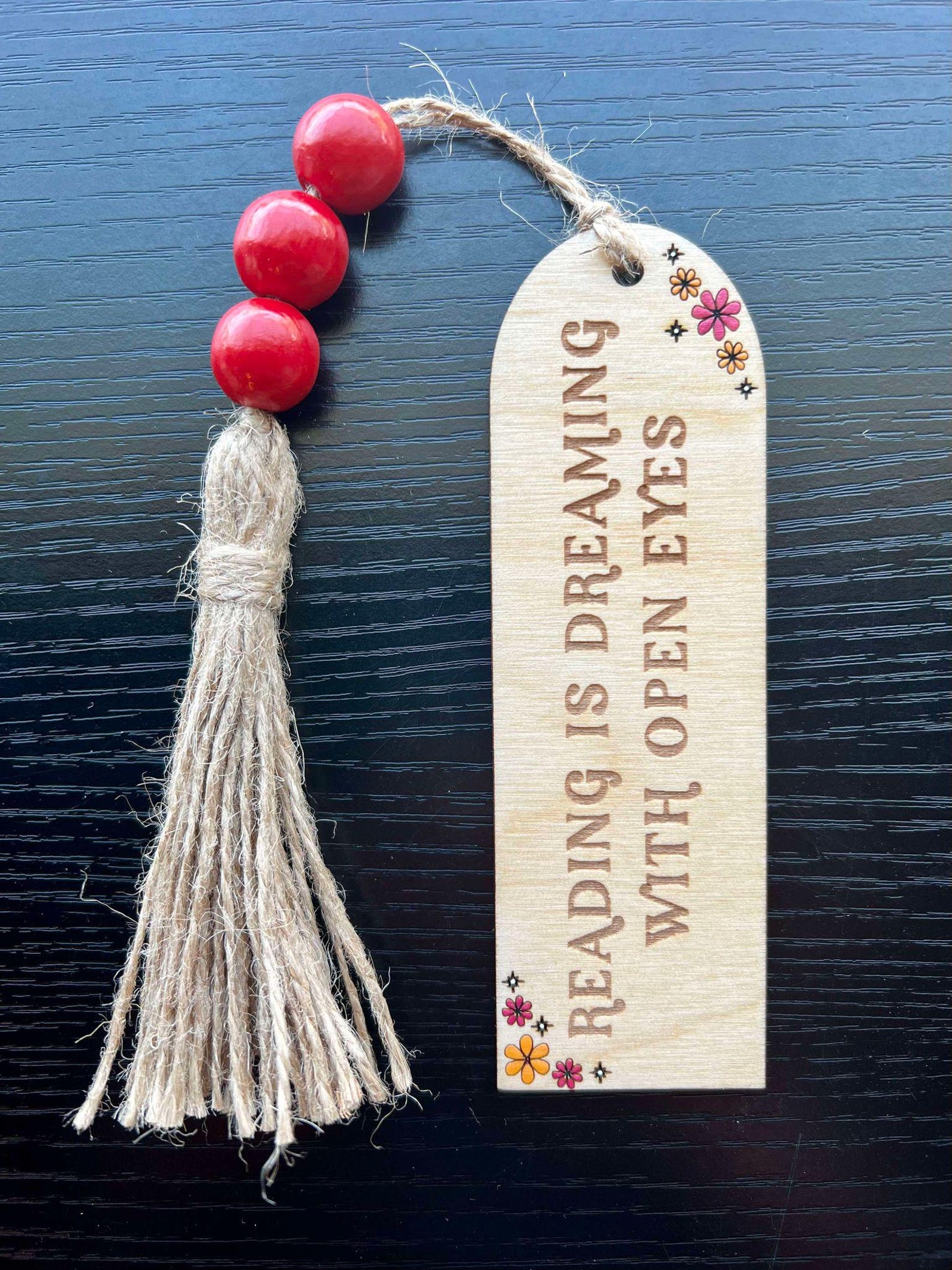 Handmade Wood Bookmark With Bead and Tassel - Etsy
