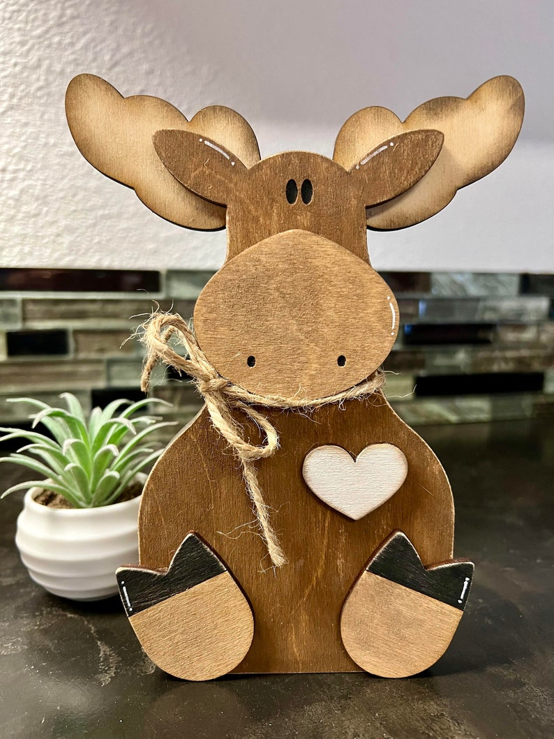 Rustic Moose Shelf Sitter Decor, Wood, Handcrafted - Etsy