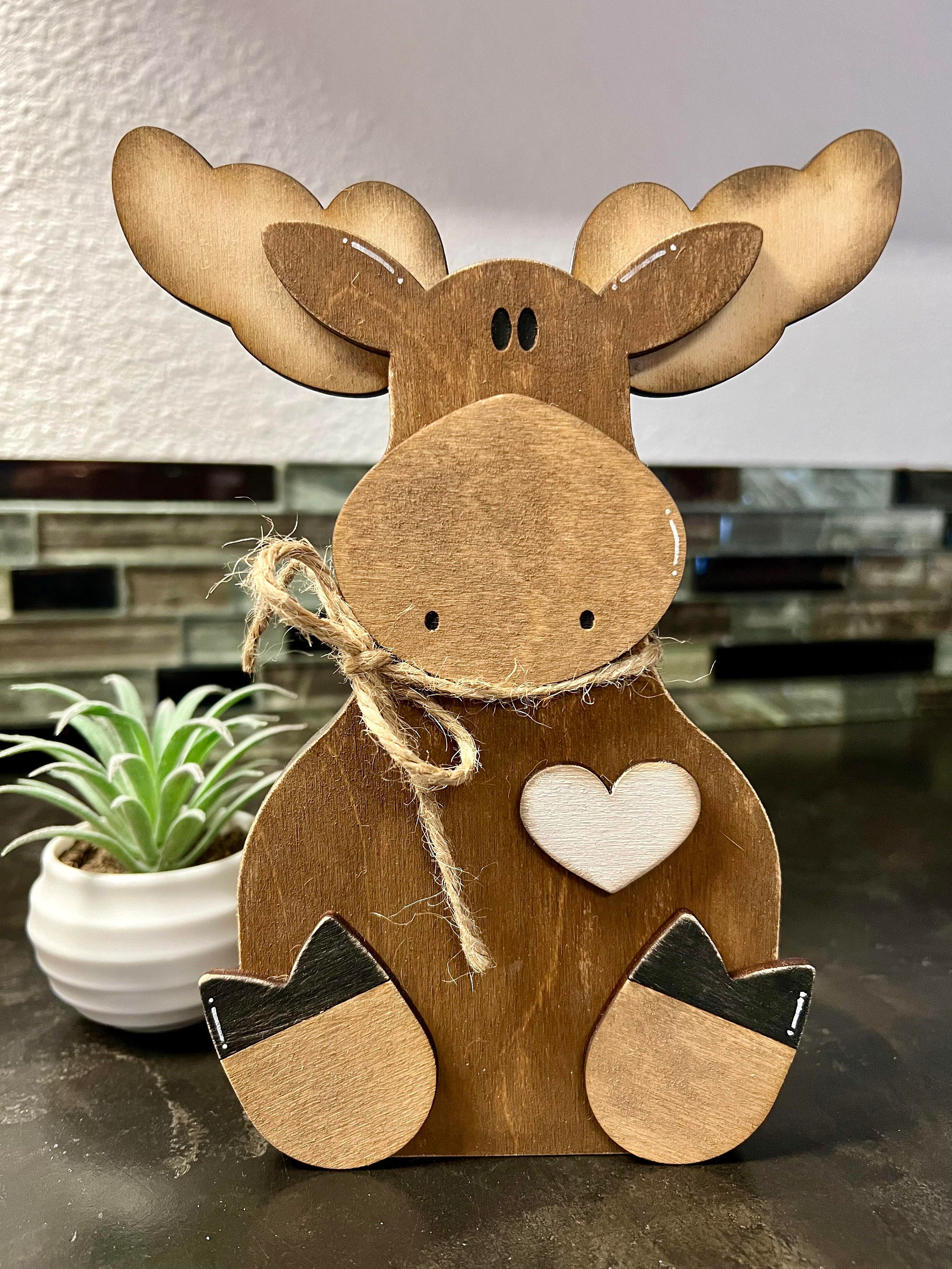 Rustic Moose Shelf Sitter Decor, Wood, Handcrafted - Etsy