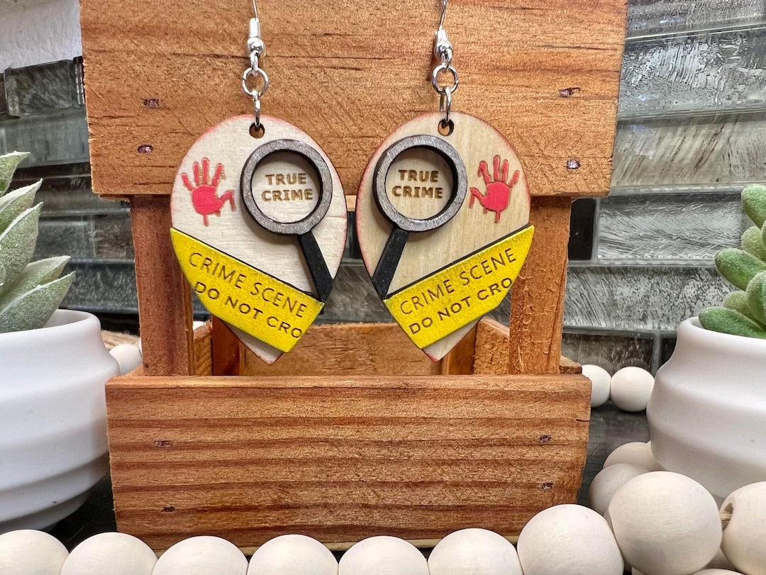 Crime Scene Dangling Earrings, Handcrafted, Wood - Etsy