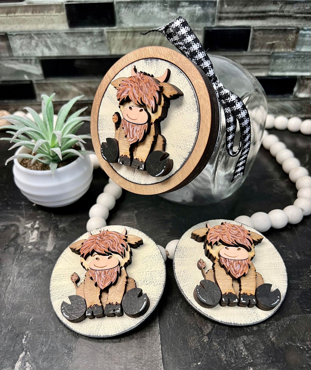 Rustic Fluffy Cow Glass Jar Container With Twist-off Lid and ...