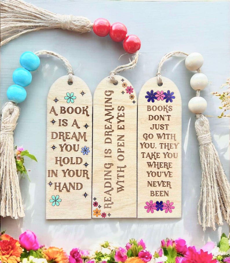 Handmade Wood Bookmark With Bead and Tassel - Etsy