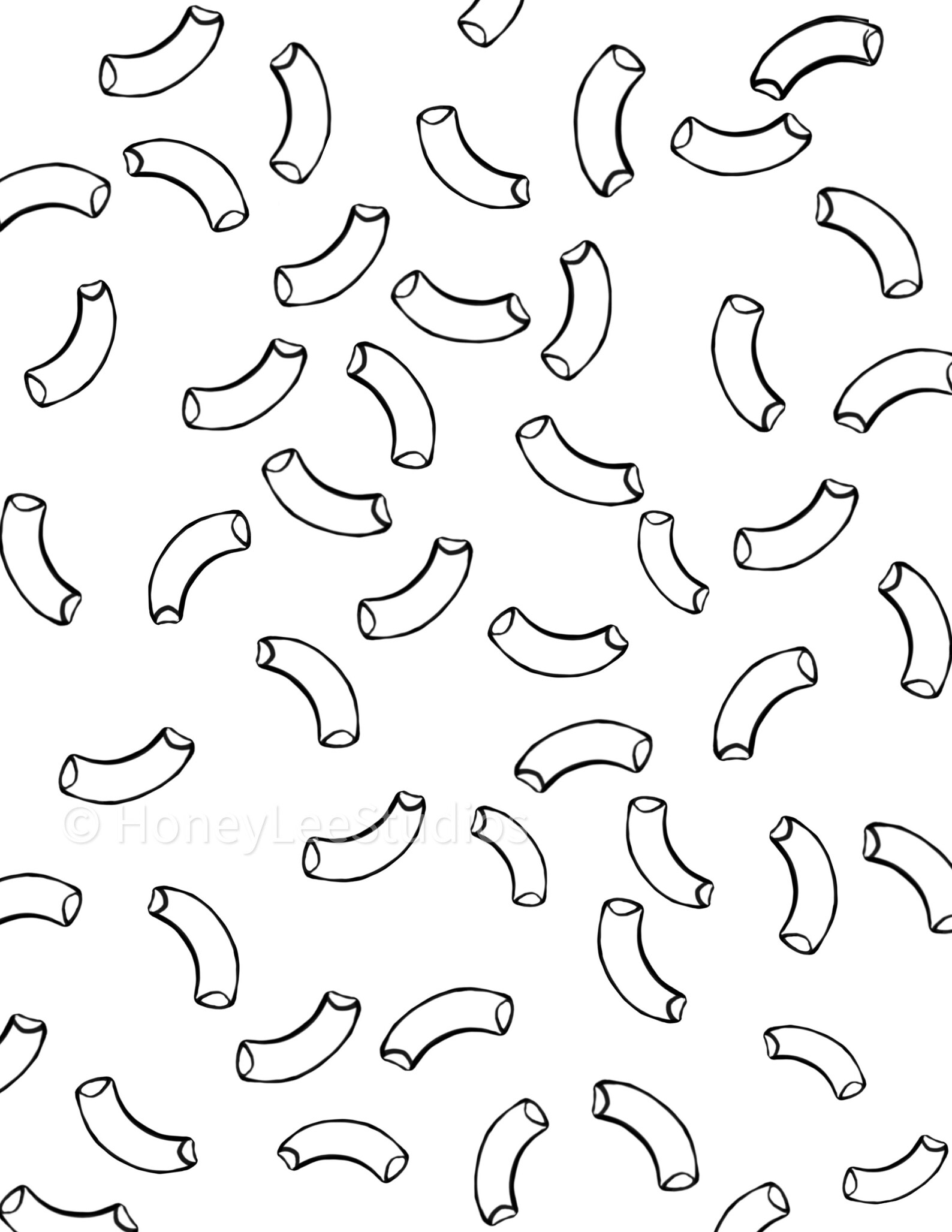 Noodle Coloring Pages Set of 6 Printable Coloring Sheets Hand-drawn ...