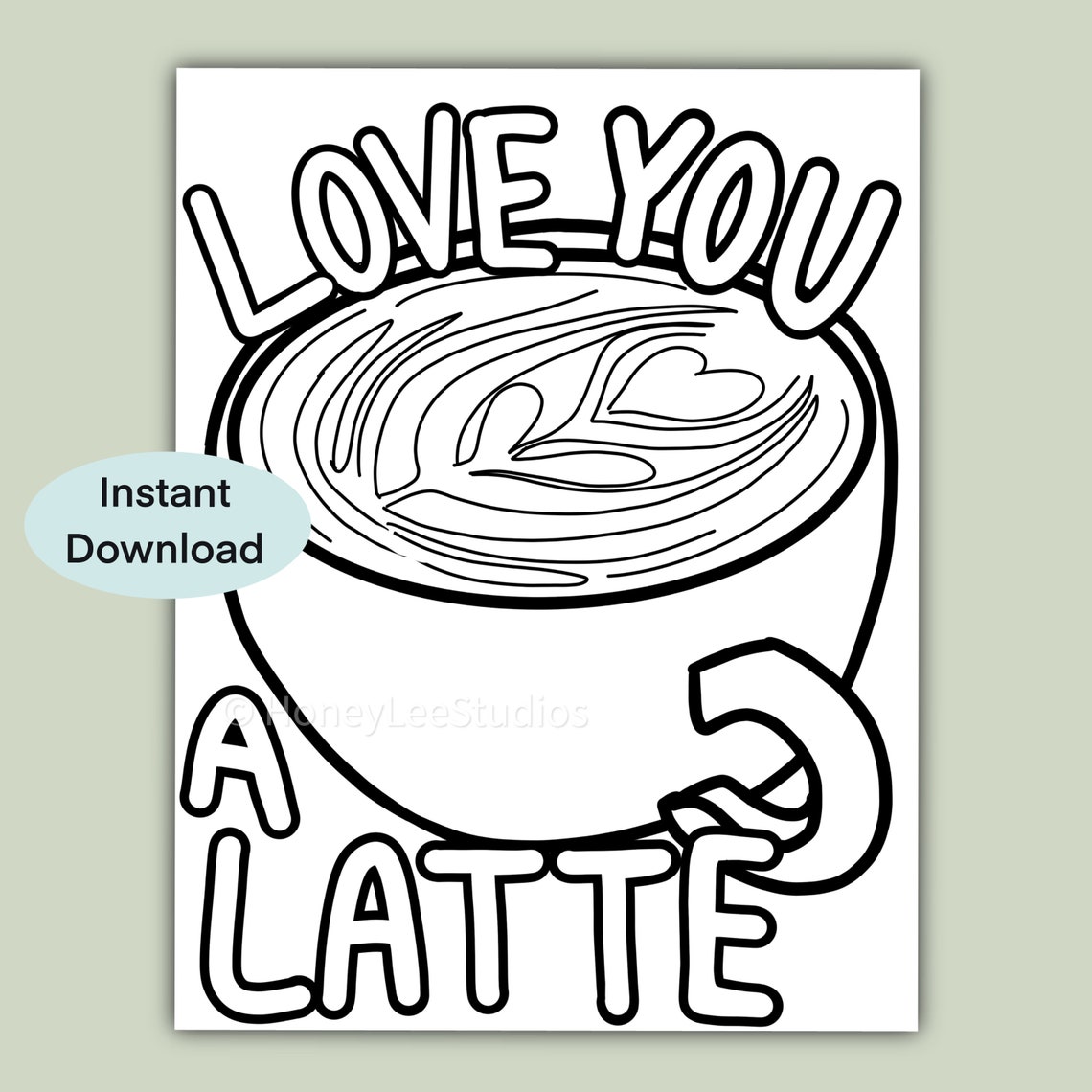 Hot Cocoa & Latte Coloring Pages- Set of 2 | Printable Coloring Sheets ...