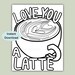 Hot Cocoa & Latte Coloring Pages- Set of 2 | Printable Coloring Sheets ...