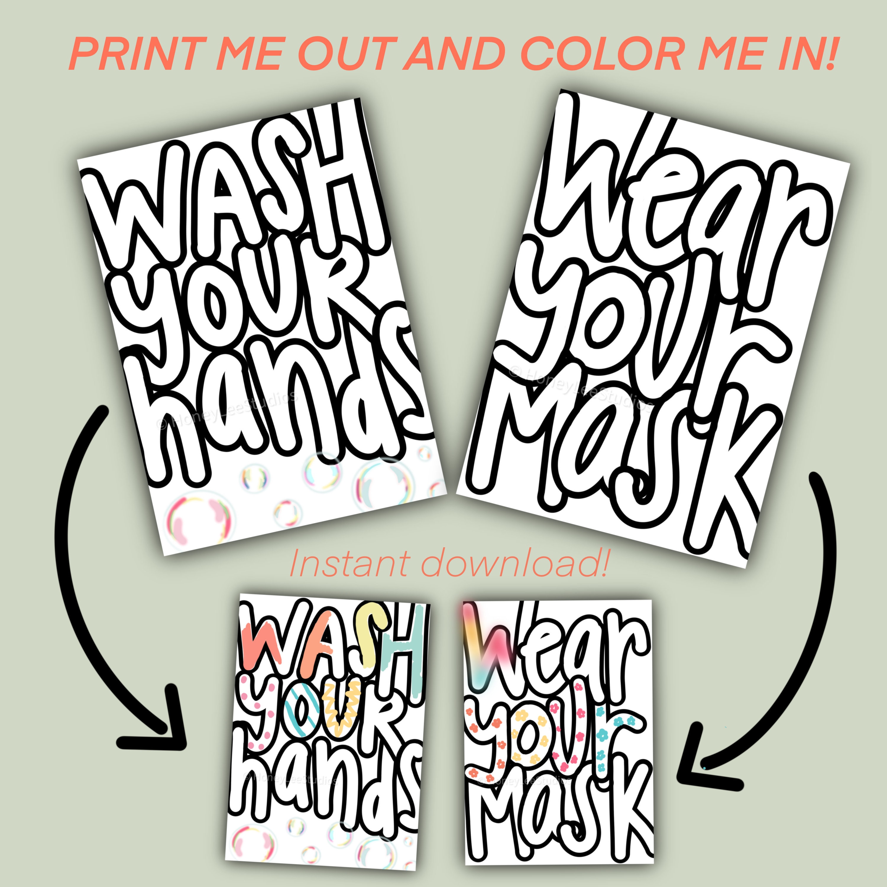 Quarantine Coloring Pages Set of 2 Printable Coloring Sheets Hand-drawn ...
