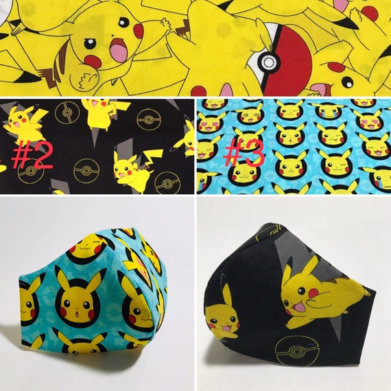 Pokémon Pikachu Layer Reversible Mask With 100% Cotton | Etsy
