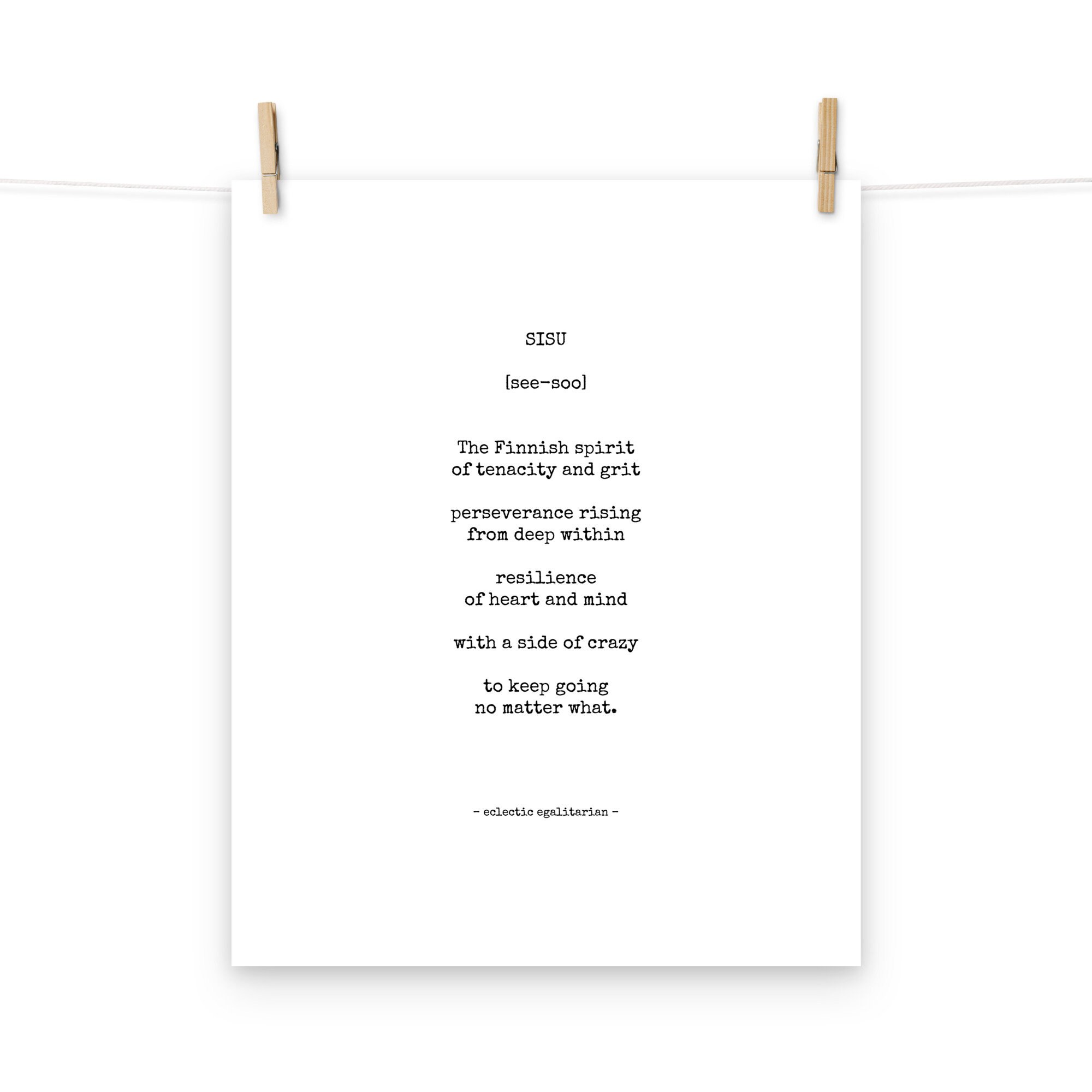 SISU Definition Poster - Finnish Nordic Art, Typewriter Script - Etsy