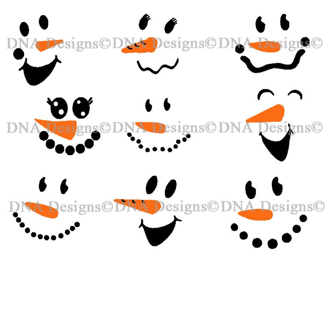 9 Snowman Faces Digitial Download - Etsy