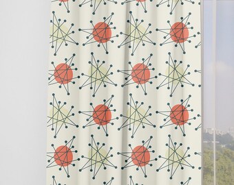 Custom Mid Century Modern Curtains Atomic MCM Draperies | Etsy