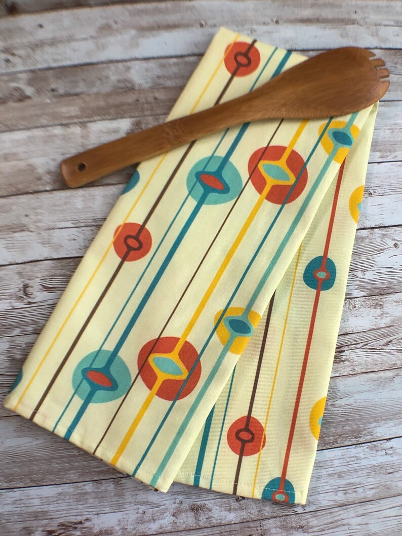Retro Towel Vintage Mid Century Modern Look Tea Towel Eco - Etsy