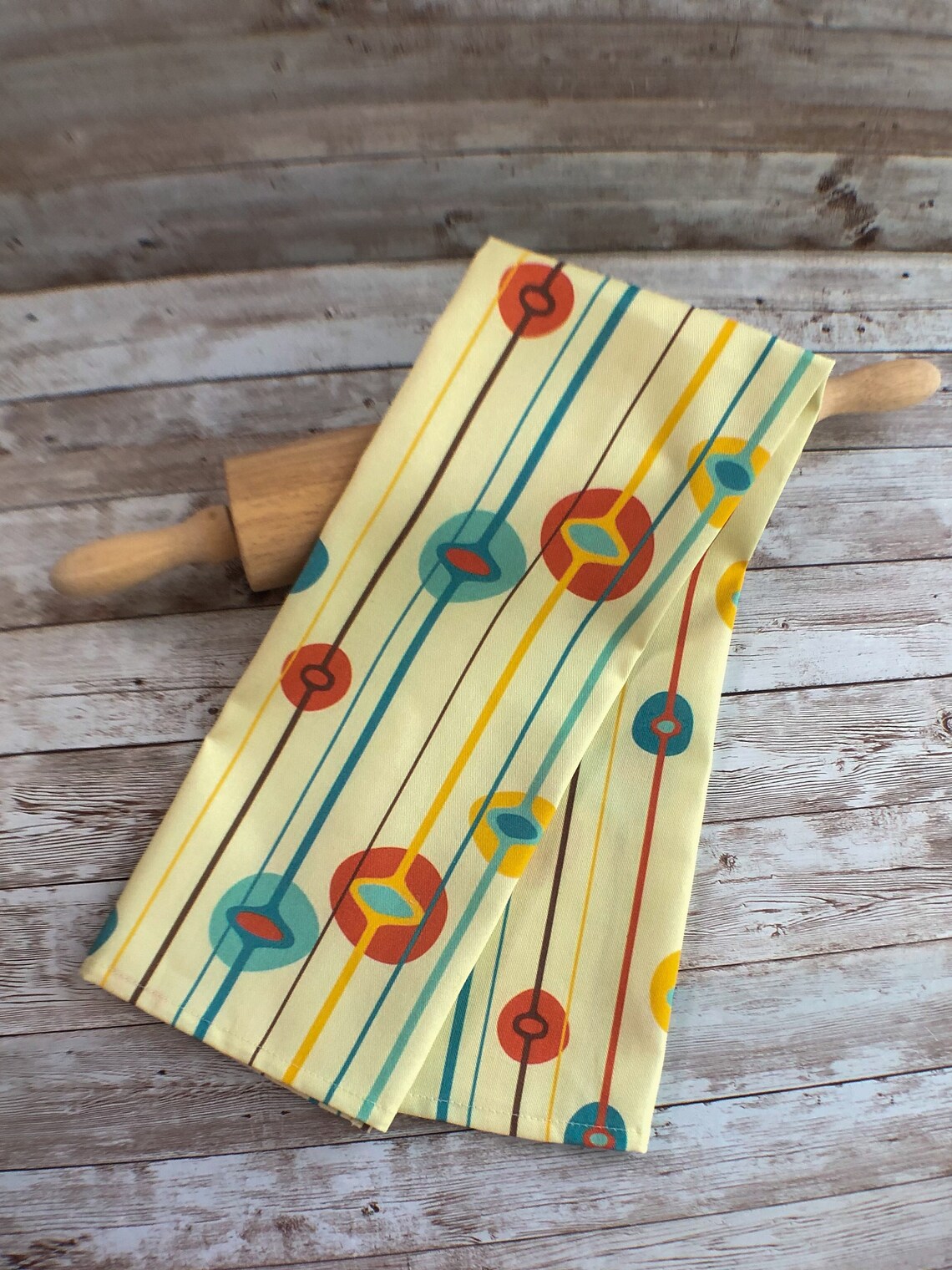 Retro Towel Vintage Mid Century Modern Look Tea Towel Eco | Etsy