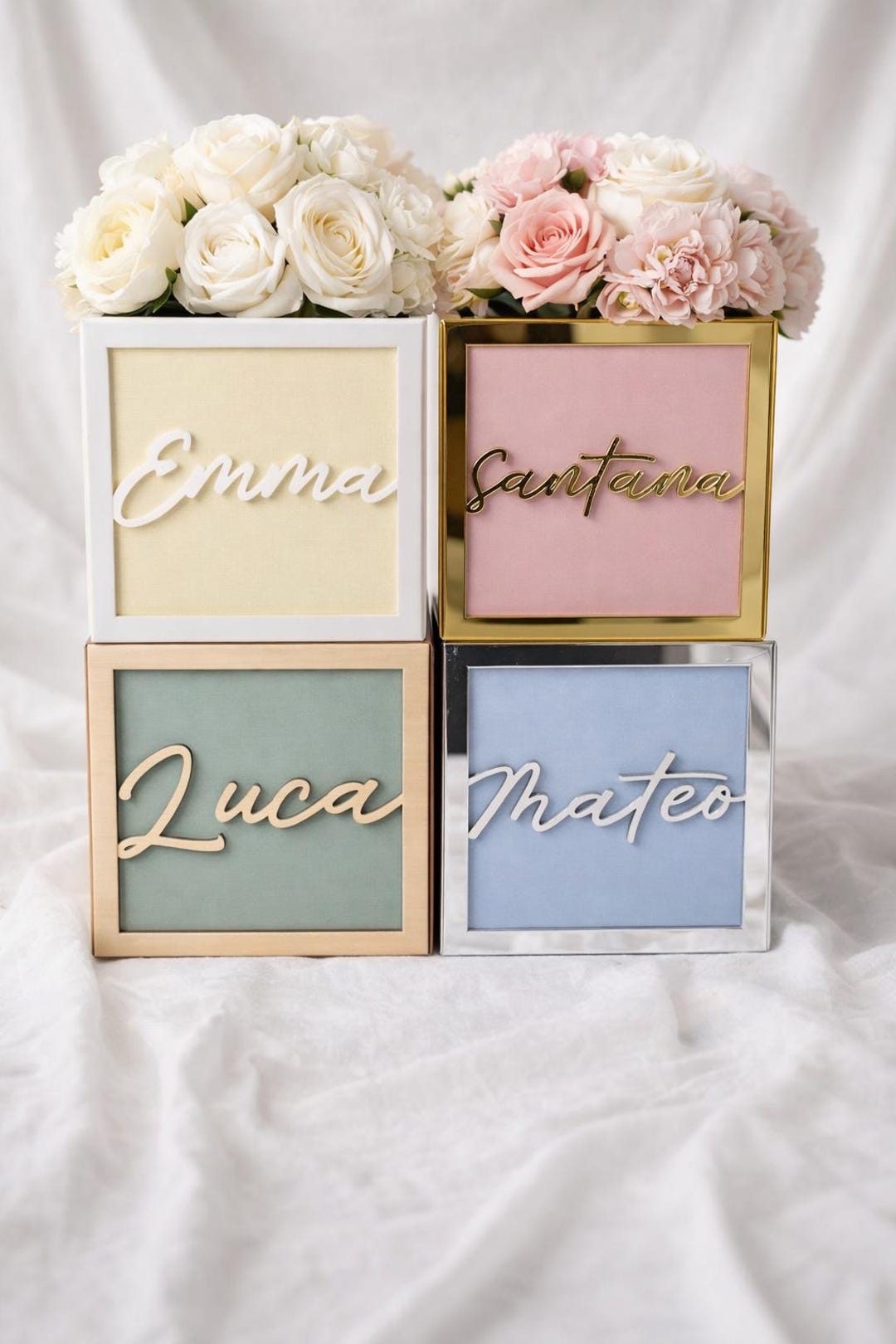 Personalized Baby Name Centerpiece Box 6x6, Custom Centerpiece, Name ...