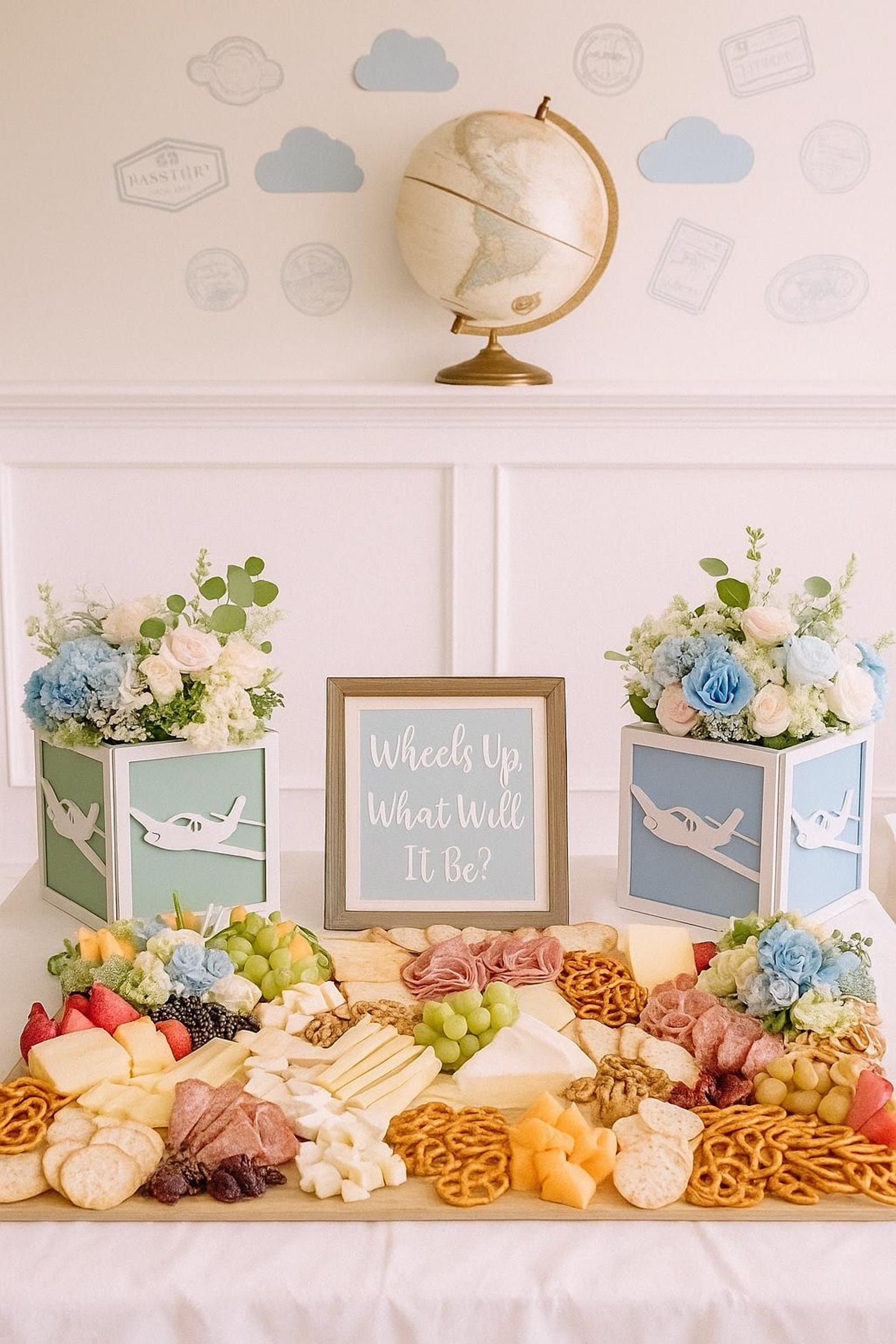 Airplane Baby Shower Centerpiece Block – Travel Theme Nursery Decor – A ...