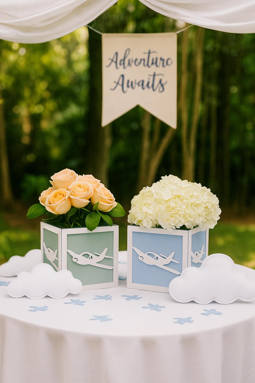 Airplane Baby Shower Centerpiece Block – Travel Theme Nursery Decor – A ...