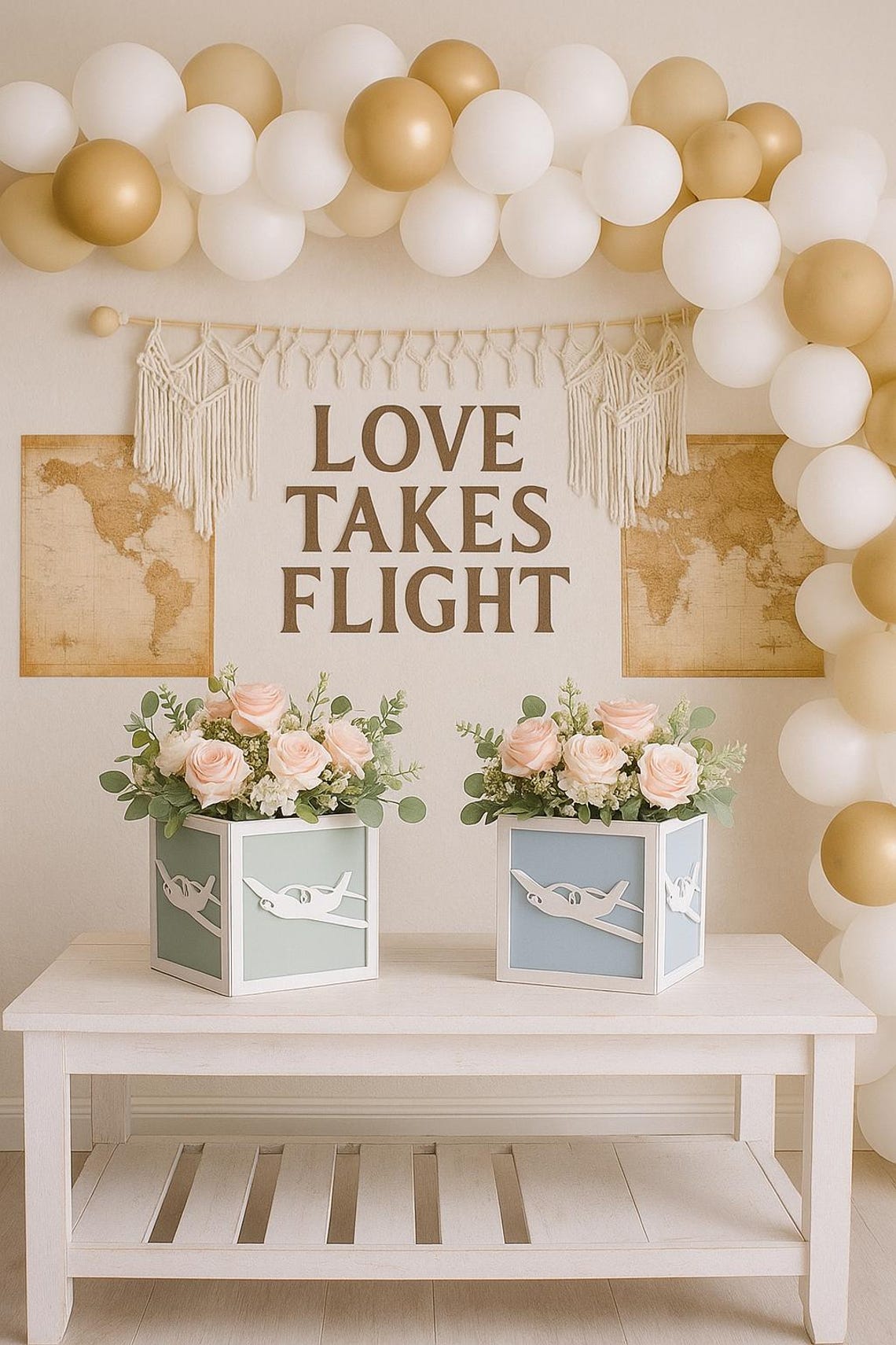 Airplane Baby Shower Centerpiece Block – Travel Theme Nursery Decor – A ...