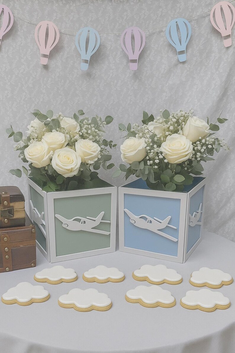 Airplane Baby Block Centerpiece 6x6, Adventure Awaits Decor, Travel ...