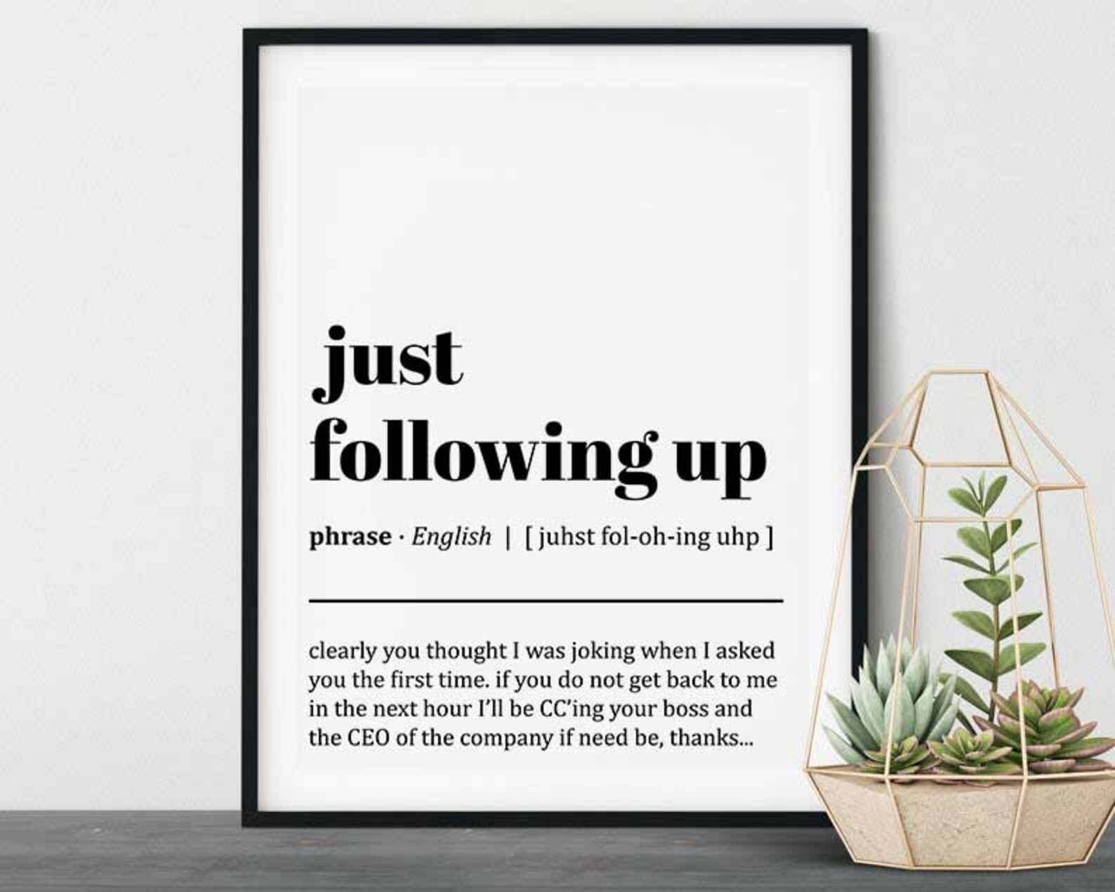 Home Office Wall Art Just Following Up Definition Print | Etsy