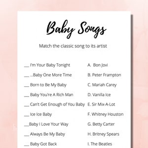 Guess the Baby Songs Matching Game - Etsy