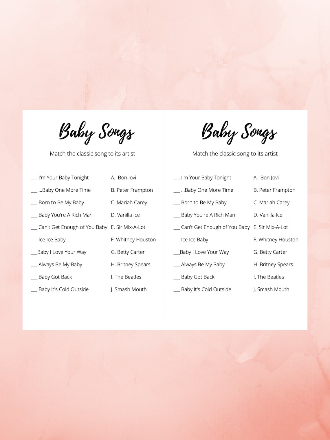 Guess the Baby Songs Matching Game - Etsy
