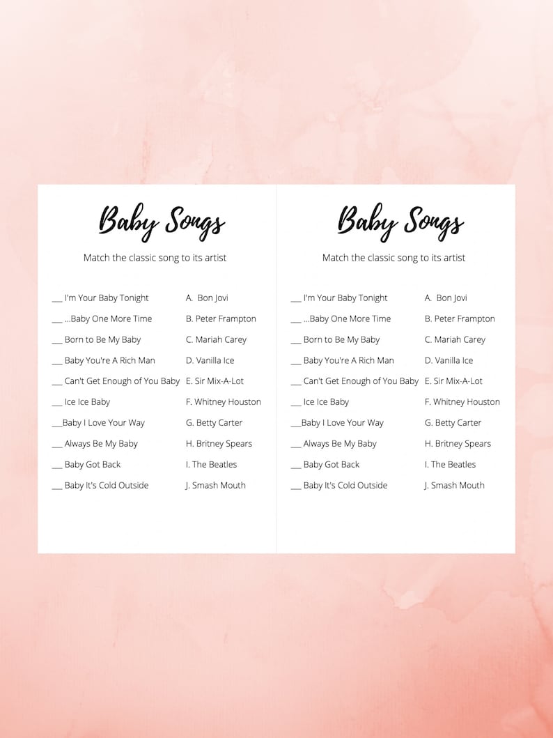 Guess the Baby Songs Matching Game - Etsy
