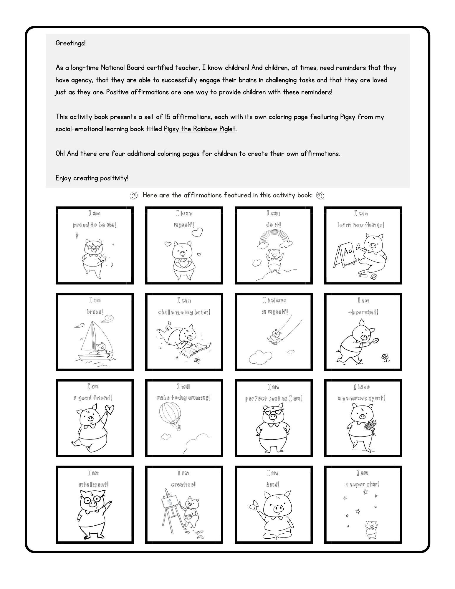 My Positivity Coloring Book - Etsy