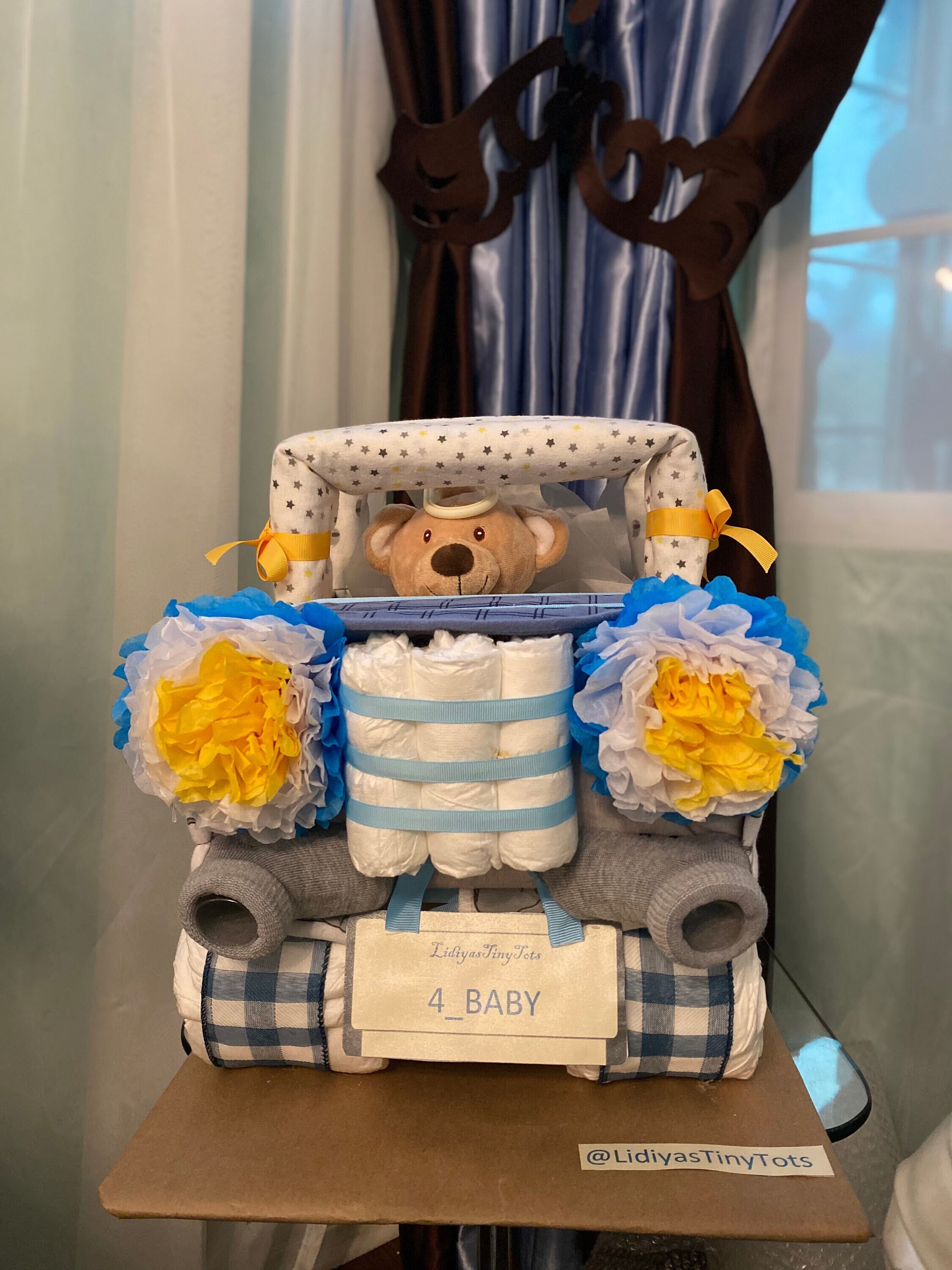 Adorable Baby Boy Diaper Car Suv 4x4 Centerpiece Cake Gift for Baby ...