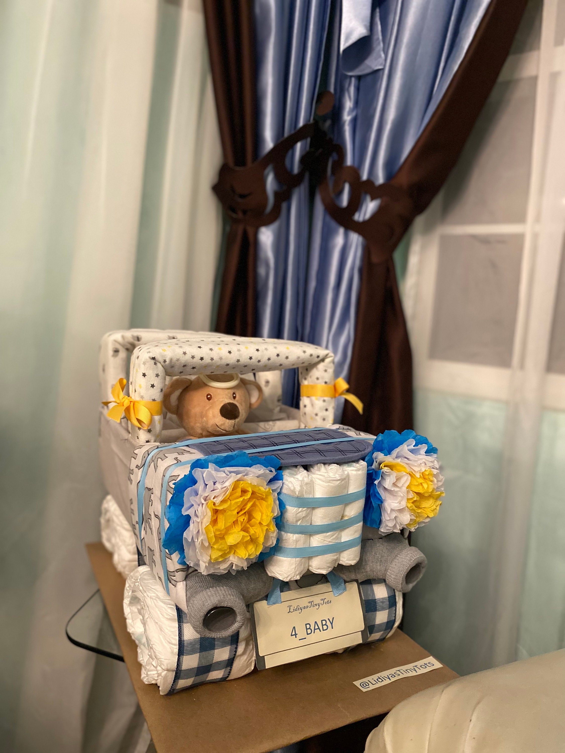 Adorable Baby Boy Diaper Car Suv 4x4 Centerpiece Cake Gift for Baby ...