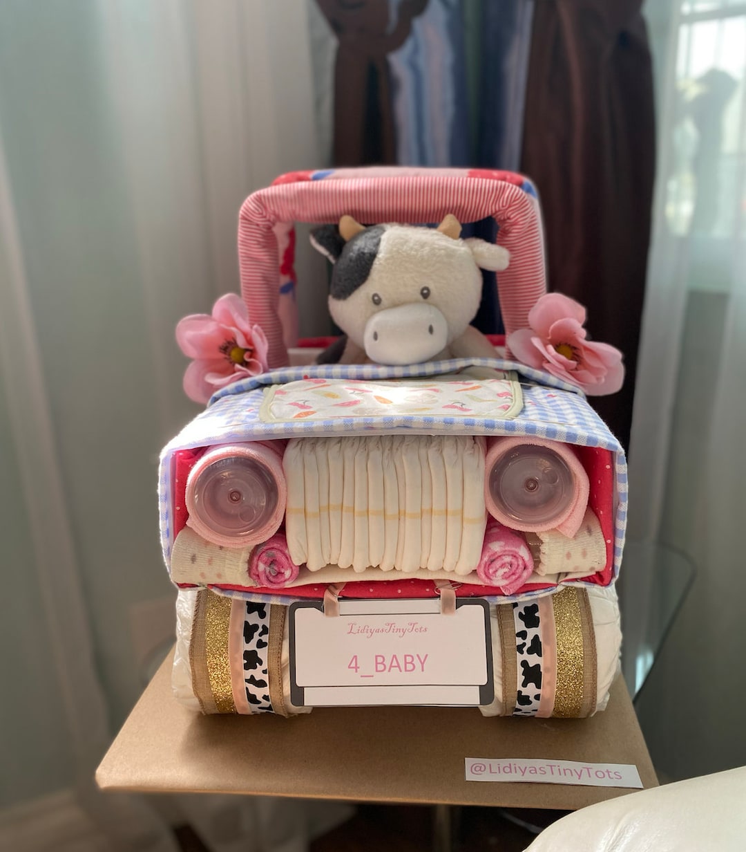 Cow SUV Diaper Cake, Farm Theme Baby Shower Gift - Etsy