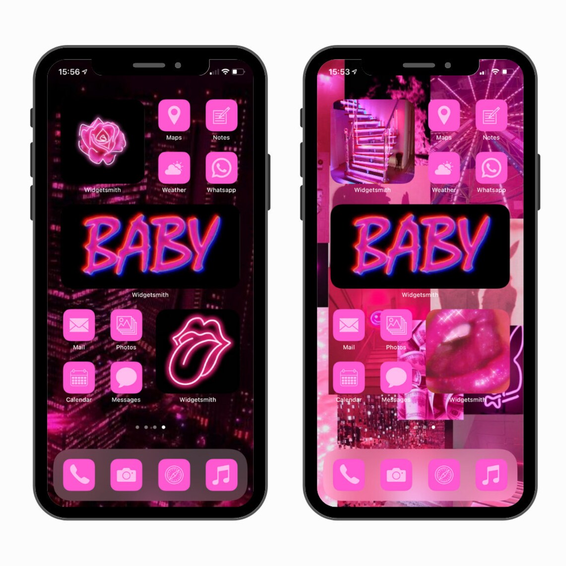 100 Ios 14 Neon Pink Icons-neon Aesthetic-ios 14 Neon Pink-ios Neon ...