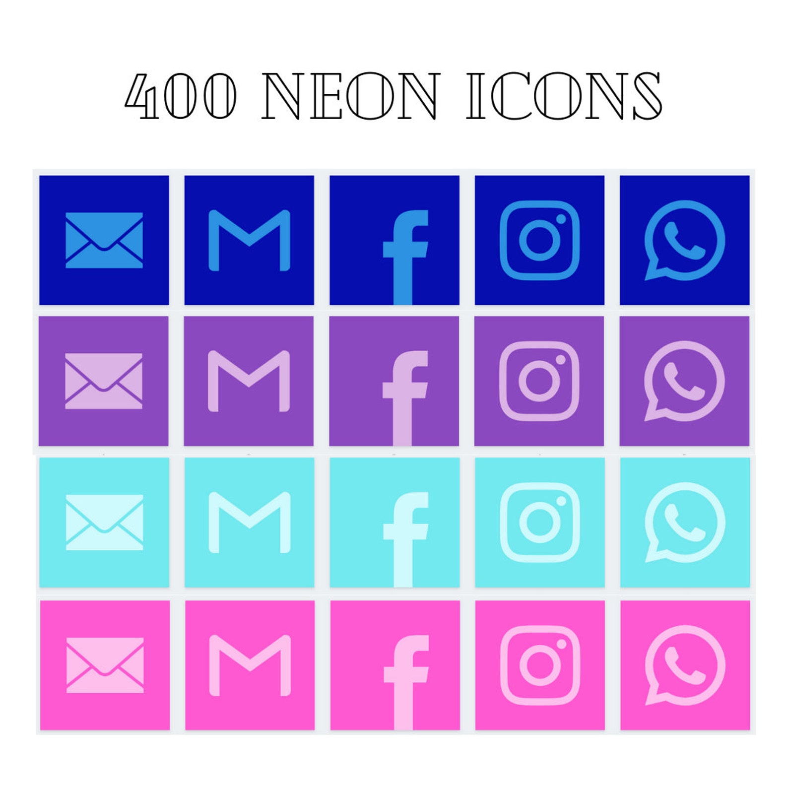 400 Ios 14 Neon Icon Pack -neon Sign-neon Icons App-neon Icons Iphone ...