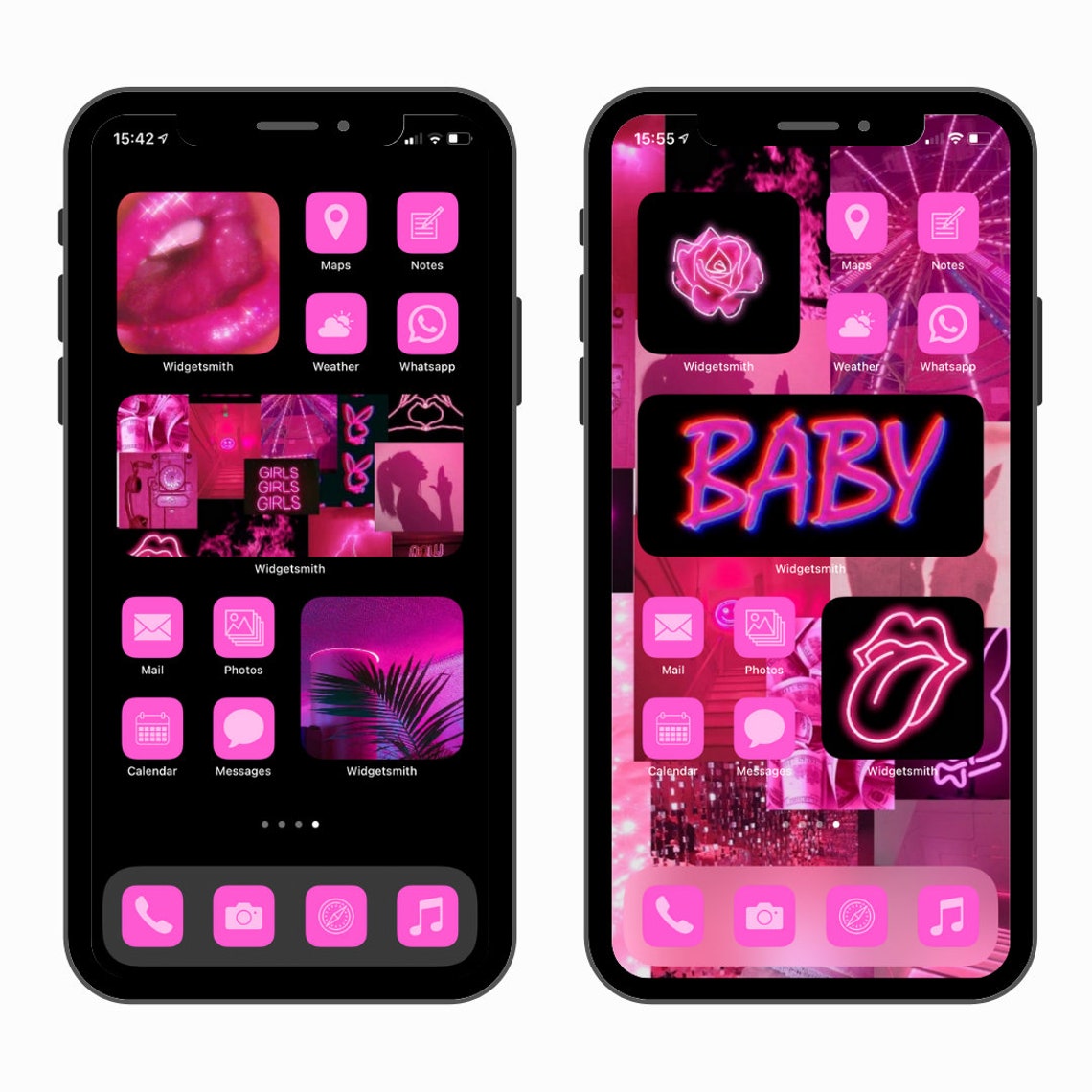 100 Ios 14 Neon Pink Icons-neon Aesthetic-ios 14 Neon Pink-ios - Etsy
