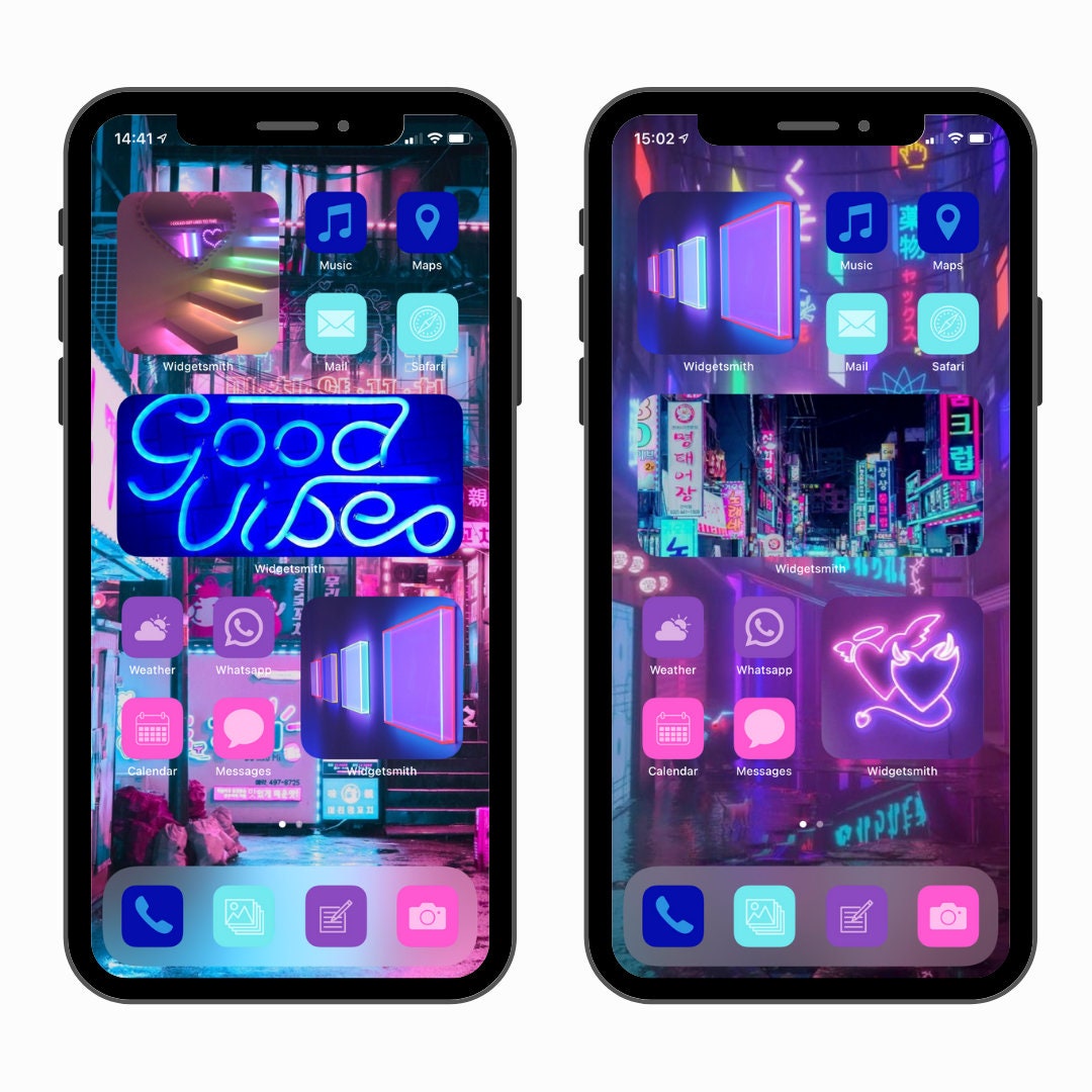 400 Ios 14 Neon Icon Pack -neon Sign-neon Icons App-neon Icons Iphone ...