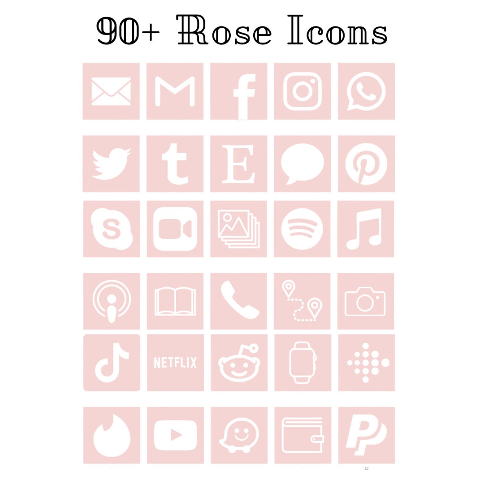 100 Ios 14 Rose Icons-rose Aesthetic-ios 14 Rose-minimalist Ios Icons ...