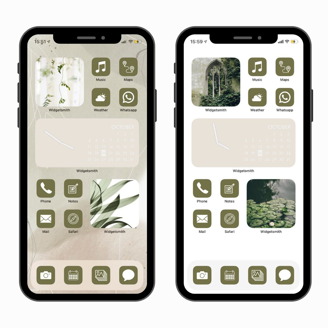 Green Ios Icons-olive Green Aesthetic-100 Ios 14 Icons-minimalist Ios ...