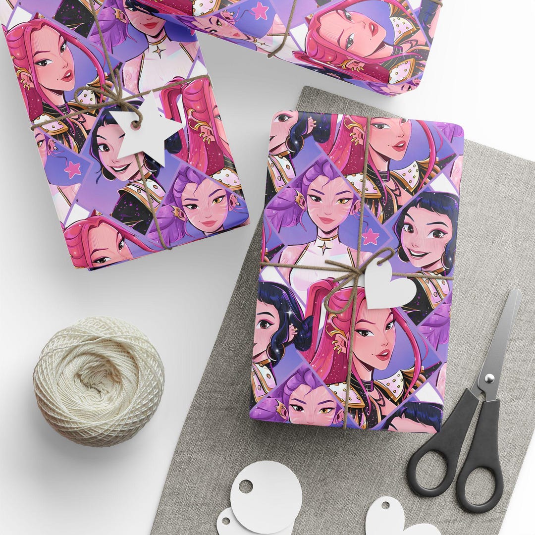 Huntrix KPOP Demon Hunters Gift Wrap, Korean Pop Huntrix Comic Book ...