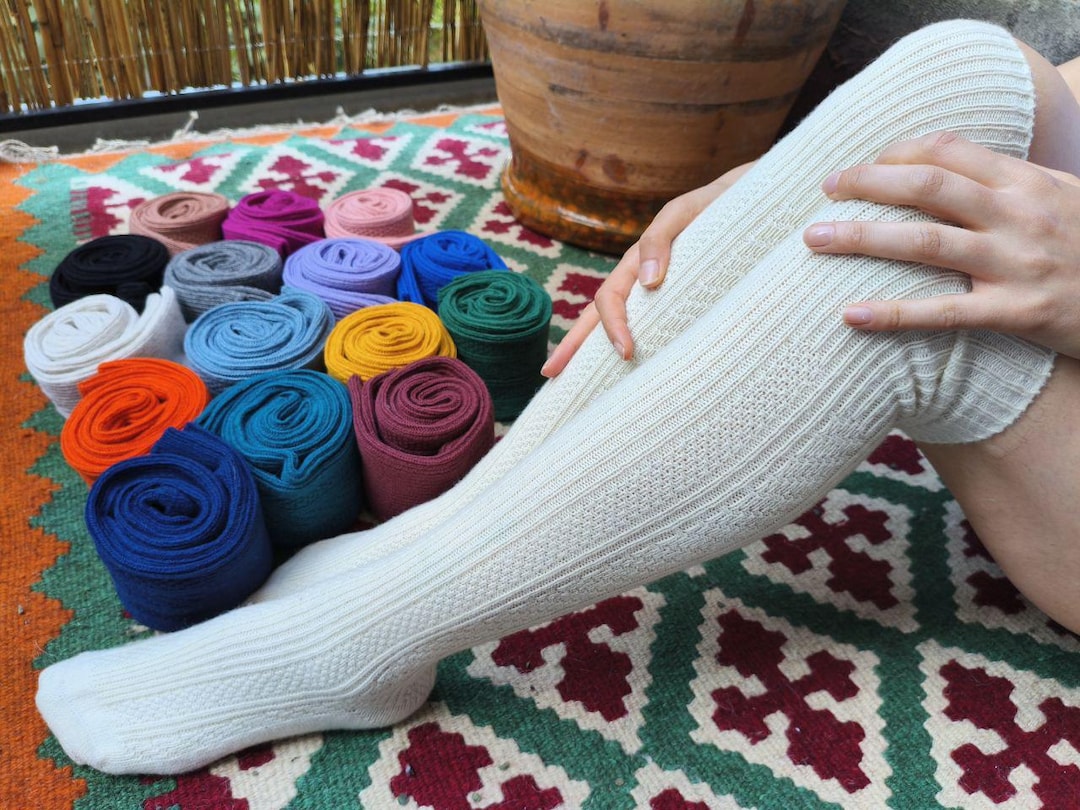 Over Knee %100 Merino Wool Socks | Knit Wool Socks - Etsy