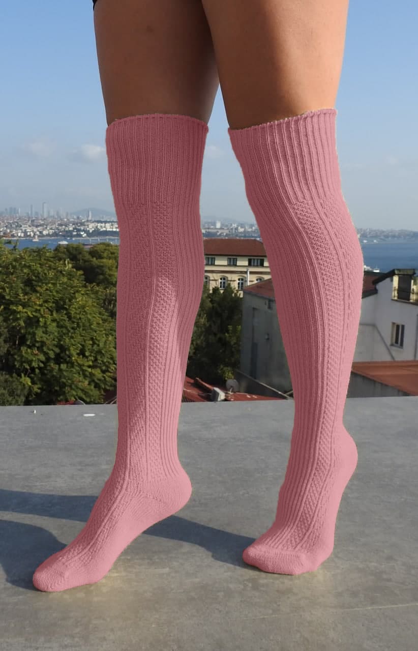 Pink Over Knee %100 Merino Wool Socks Knit Wool Socks - Etsy