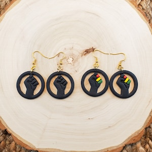 Black Lives Matter Earrings BLM Fist Clay Jewelry Handmade Activist ...
