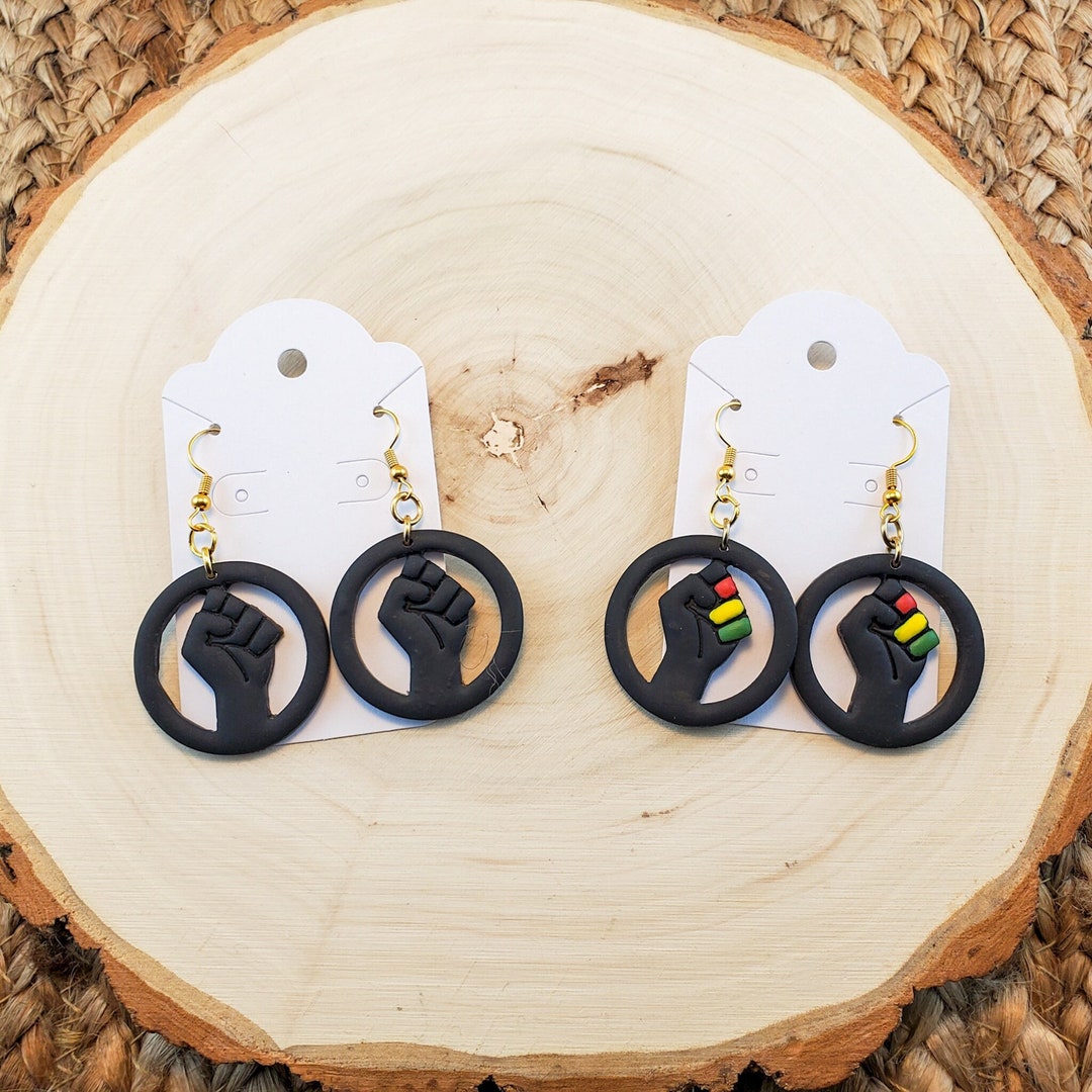 Black Lives Matter Earrings BLM Fist Clay Jewelry Handmade Activist ...