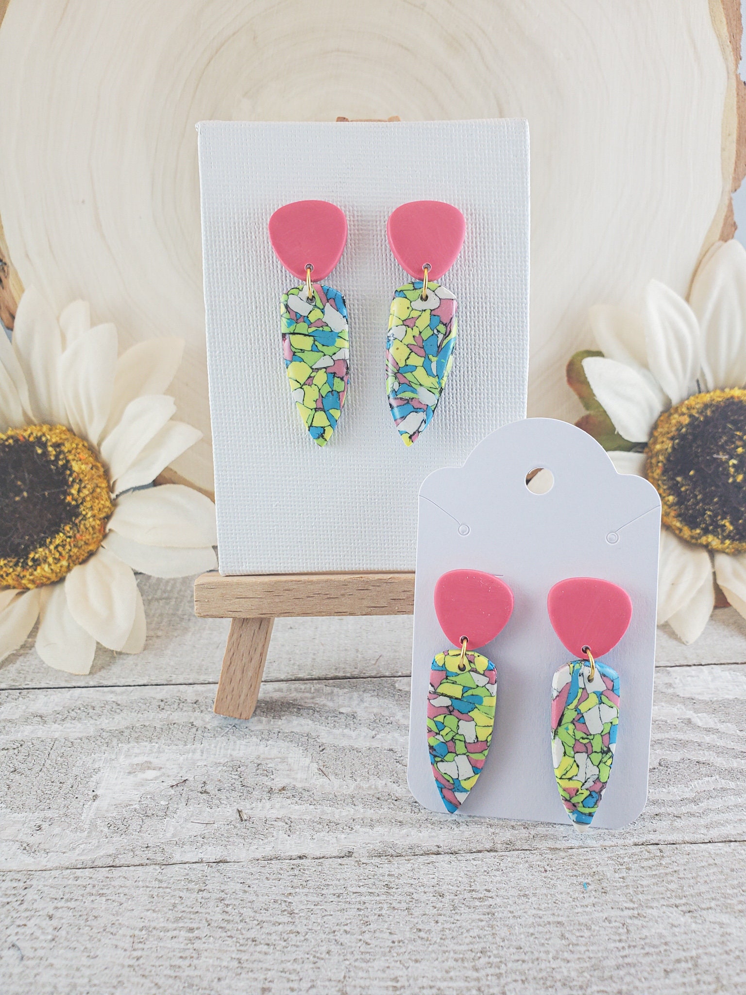 Colorful Dangle Clay Earrings Handmade Multicolor Jewelry | Etsy