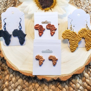Cute Africa Clay Stud Earrings| Afrocentric Black Gold Copper Jewelry ...