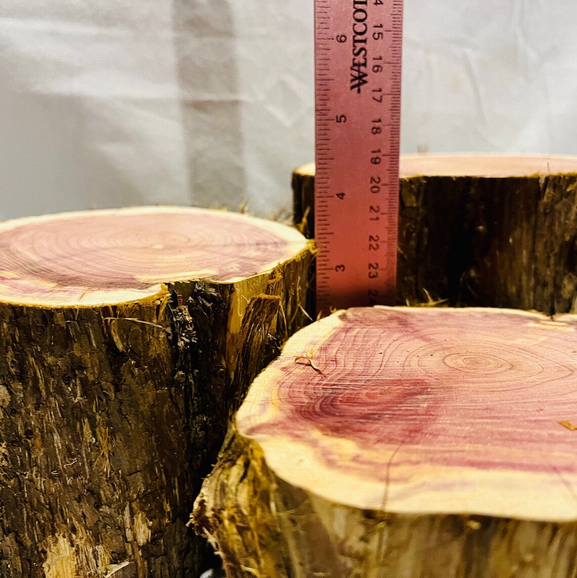 Rustic Cedar Stumps- Set of 3- Live Edge Rustic Cedar Risers - Wedding ...