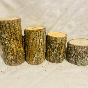 Rustic Wood Log Stumps - Set of 4 - Rustic Wood Decorations- Rustic ...