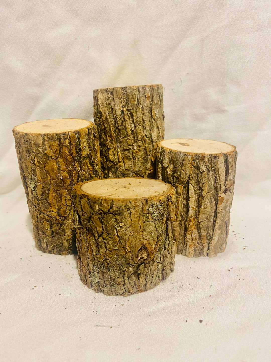 Rustic Wood Log Stumps - Set of 4 - Rustic Wood Decorations- Rustic ...